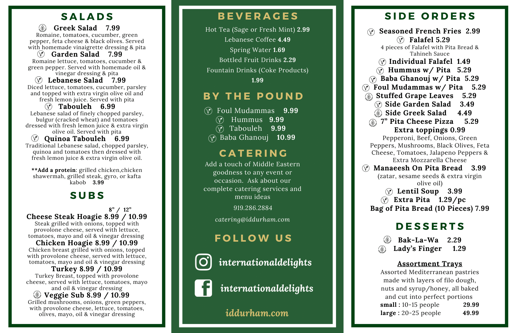 Menu - International Delights